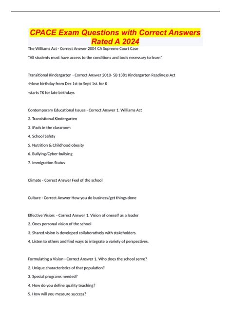 cpace exam questions with correct answers rated a 2024 cpace stuvia us