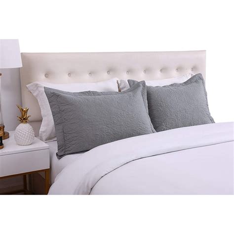 Marcielo 2 Piece Embroidered Pillow Shams King Decorative Microfiber