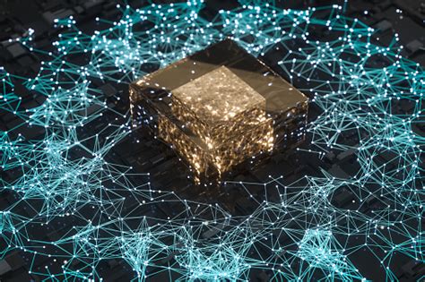 帶有發光立方體和線條的電路板3d 渲染 照片檔及更多 中國 照片 中國 中央處理器 主機板 Istock
