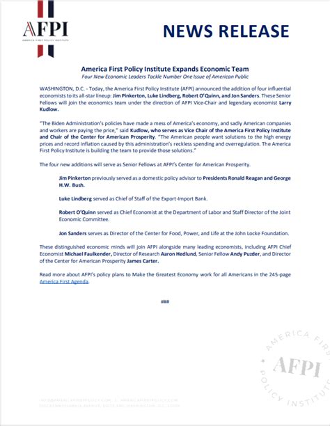 America First Policy Institute Expands Economic Team