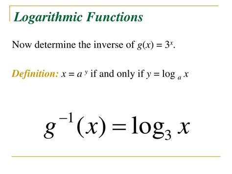 Ppt 1 6 Inverse Functions And Logarithms Powerpoint Presentation Id 3938650