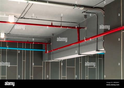 Automatic Fire Sprinkler Safety System And Red Water Supply Pipe Fire
