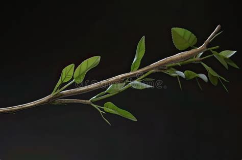 Small Smooth Twig With A Few Thin Branches And There Are Small Leaves