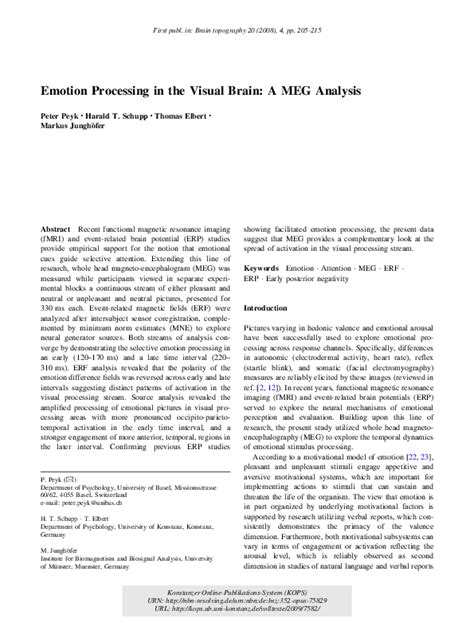 Pdf Emotion Processing In The Visual Brain A Meg Analysis