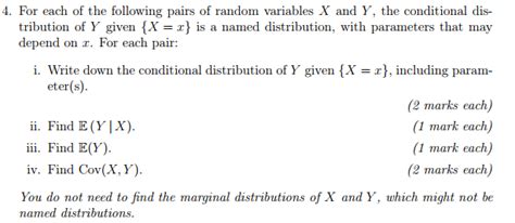 solved 4 for each of the following pairs of random