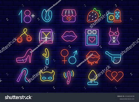 Sex Store Neon Icon Collection Mars Stock Vector Royalty Free