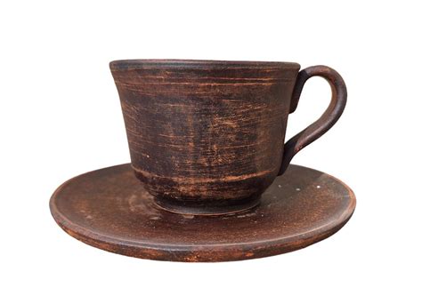 Чашка з блюдцем для кави глиняна 150 мл — Keram Shop