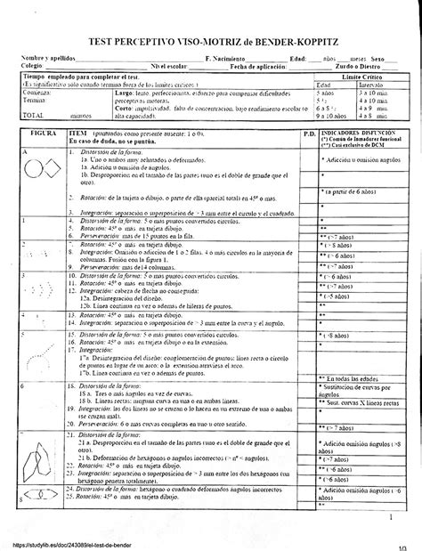 Test De Persepcion Viso Psicomotris Guías Proyectos Investigaciones