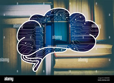 machine learning concept double exposure of brain illustration with