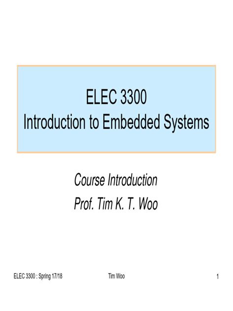 Elec3300 00 Course Introduction Pdf Inputoutput Embedded System