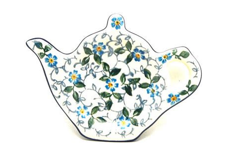 Polish Pottery Tea Bag Holder Forget Me Knot 766 2089a