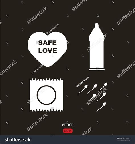 Safe Sex Love Icons Condom Package Stock Vector Royalty Free