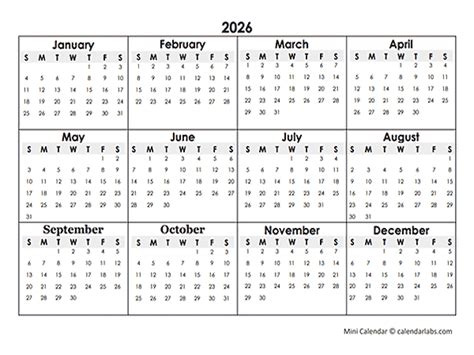 Colorful Printable Calendar 2026