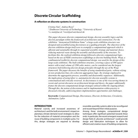 Pdf Discrete Circular Scaffolding A Reflection On Discrete Systems