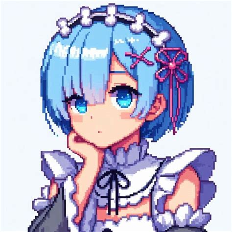 Rem Anime Pixel Art Rezero In 2025 Anime Pixel Art Pixel Art Games