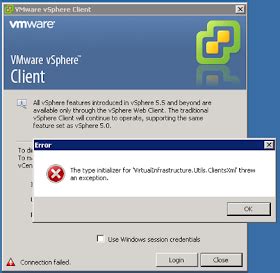 Techies Sphere VMware VSphere Client Login Error The Type Initializer