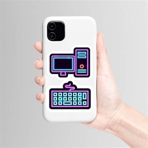 قیمت و خرید استیکر لپ تاپ و موبایل گوفی طرح گیمینگ نئون مجموعه 16 عددی