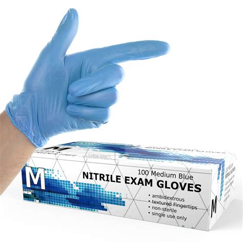 Powder Free Disposable Nitrile Gloves Medium 100 Pack Blue Medical