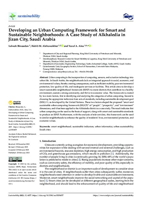 Pdf Developing An Urban Computing Framework For Smart And Sustainable