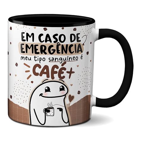 Caneca Flork Em Caso De Emergência Meu Tipo Sanguíneo Café Minha Caneca