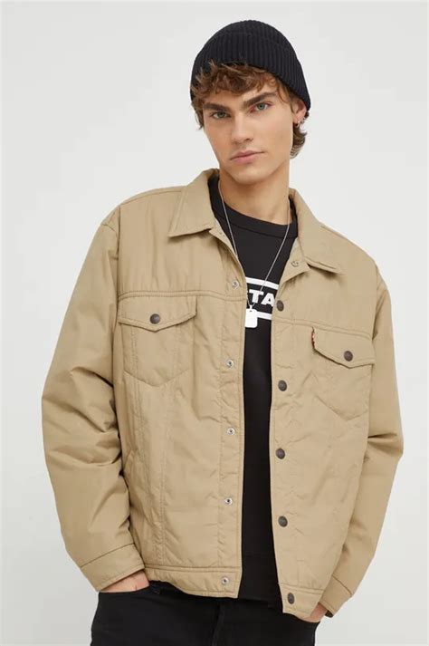 Levi's kurtka męska kolor beżowy przejściowa oversize | Answear.com