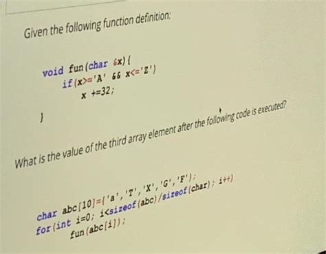 Solved Given The Following Function Definition Void Fun Chegg