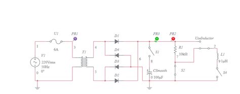 Power Electronics Single Phase Full Wave Uncontrolled Bridge Rectifier With Transformator