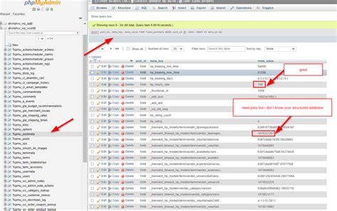 Get Sql Query Of Vendor With All His Real Values Hivepress