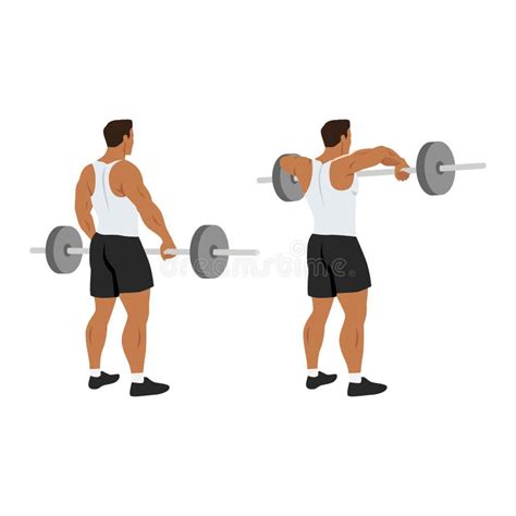 Upright Row With Barbell Workout Exercise Vector Illustration Stock