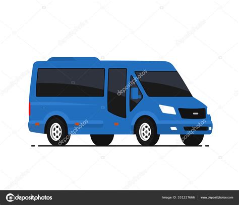 Mini Bus Vector Illustration Flat Style Isolated City Mini Van Stock