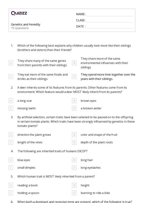 Worksheets On Genetics And Heredity