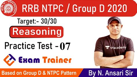 Rrb Ntpcgroup D Reasoning Practice Test 07 By N Ansari Sir