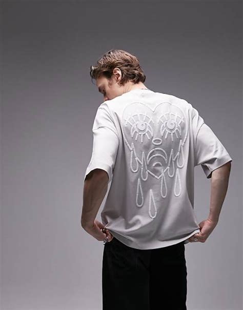 Topman Extreme Oversized T Shirt With Front And Back Tattoo Heart Print