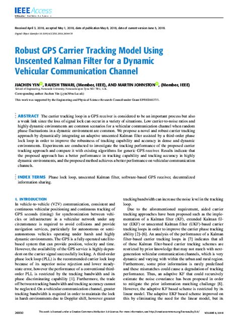 Pdf Robust Gps Carrier Tracking Model Using Unscented Kalman Filter For A Dynamic Vehicular