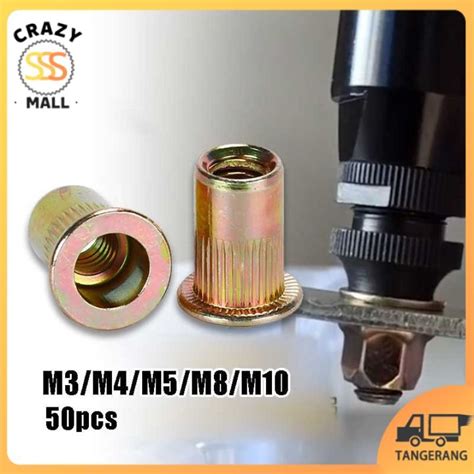 50pcs M3 M4 M5 M6 M8 M10 Insert Nut Mur Rivet Nutsert Mur Tanam Lazada Indonesia