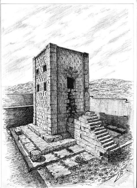 Pen And Ink Sketch By Nader Badri Ink Sketch Architecture Drawing