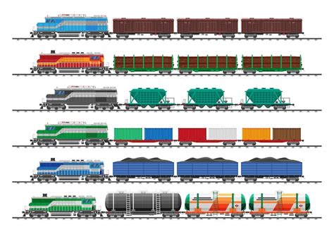 Premium Vector Set Of Train Cargo Wagons Cisterns Tanks And Cars