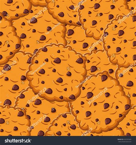 Cookie Texture Biscuit Chocolate Drops Ornamen Stock Illustration