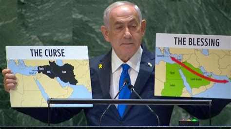 Netanyahu Muestra Mapas “de La Bendición Y La Maldición En La Onu Y