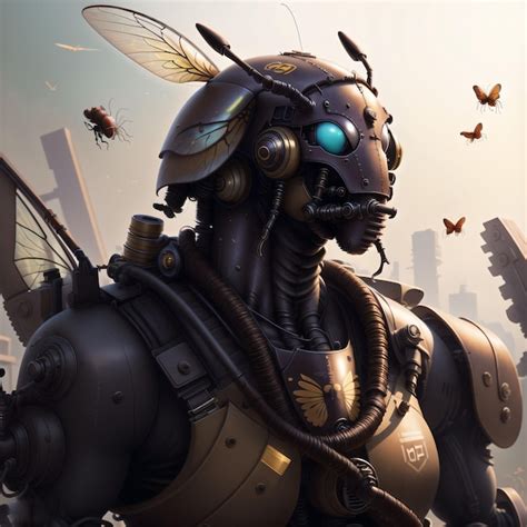 Premium Ai Image A Robot With A Bug On Its Head And A Fly On Its Head