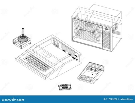 Retro Game Console Architect Blueprint Isolated Stock Illustration Illustration Of Drawing