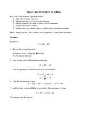 Solution To Practicing Derivative Problems Pdf Practicing Derivative Problems For Each Of The