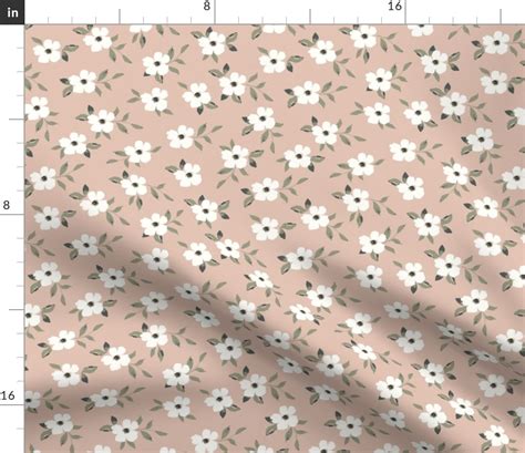 Blush Pink Floral Boho Floral Fabric Spoonflower