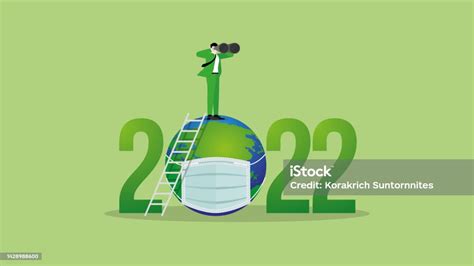 2022 년 Esg 및 녹색 비즈니스 정책 개념 비전 사업가는 쌍안경을 사용합니다 순 제로 배출 탄소 발자국 이산화탄소 등가물
