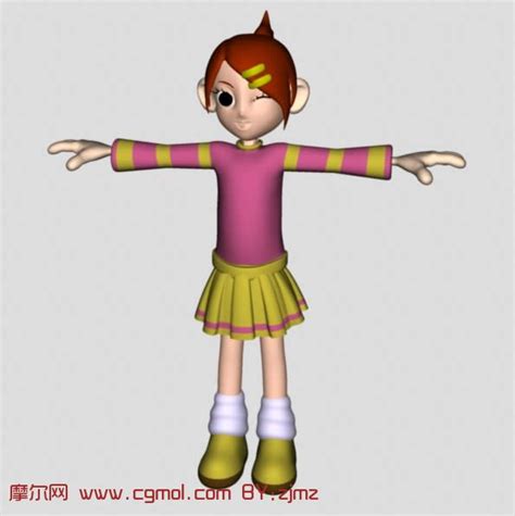 卡通小女孩的MAYA模型 简单绑定 卡通角色模型下载 摩尔网CGMOL