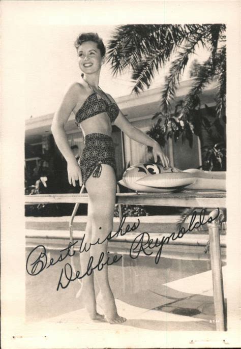 Debbie Reynolds At A Swimming Pool Autographed Actresses Original