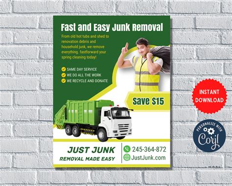 Junk Removal Template Service Repair Flyer Editable Business Opening
