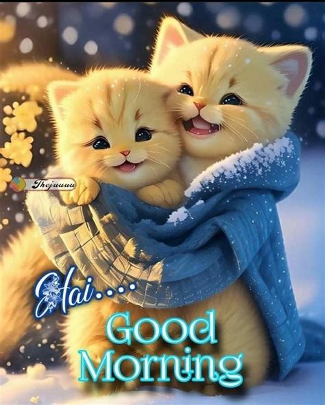 Cute Good Morning Quotes With Two Cats Hugging