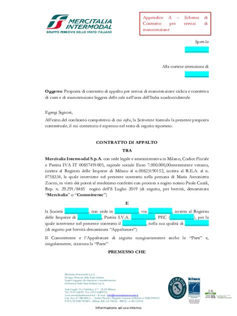 Compilabile Online Schema Di Contratto Di Appalto Per L Affidamento Del Servizio Fax Email