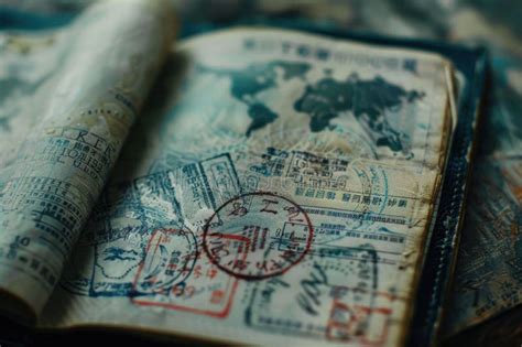 Vintage Passport With Stamps And World Map Details Stock Image Image